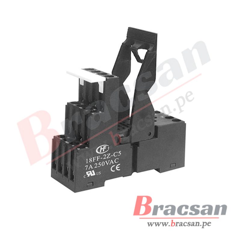BASE PARA RELAY 8 PINES 250VAC 7A RIEL DIN HONGFA 18FF-2Z-C5 | Bracsan