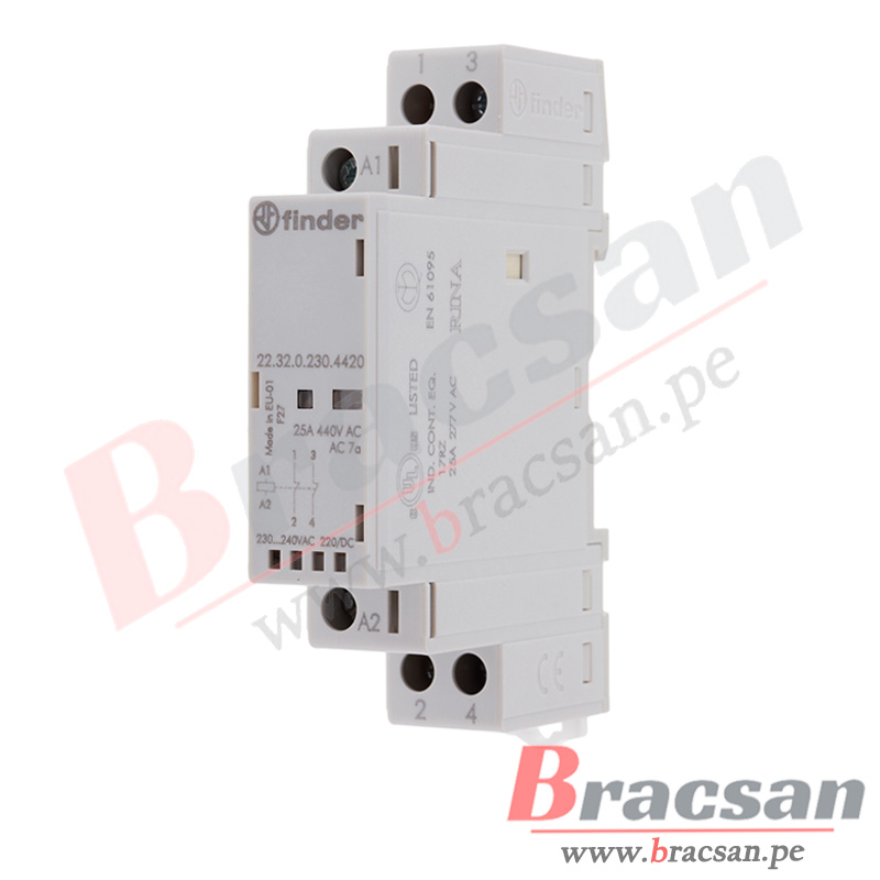 CONTACTOR MODULAR 25A 230V AC/DC DPST-NC FINDER 22.32.0.230.4420 | Bracsan
