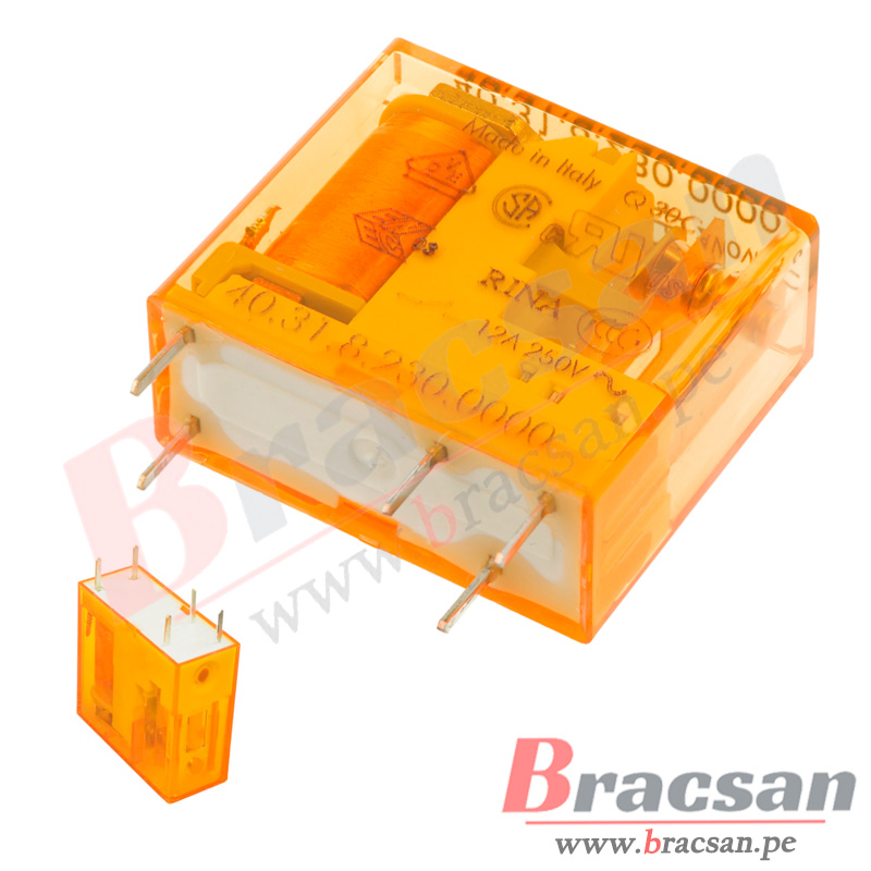 RELAY DE 230VAC 12A 250VAC SPDT 5 PINES FINDER 40.31.8.230.0000 | Bracsan