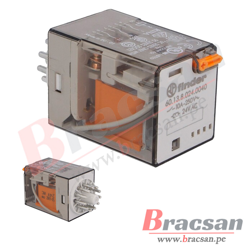 RELAY DE 24VAC 10A 250VAC 3PDT 11 PINES FINDER 60.13.8.024.0040 | Bracsan