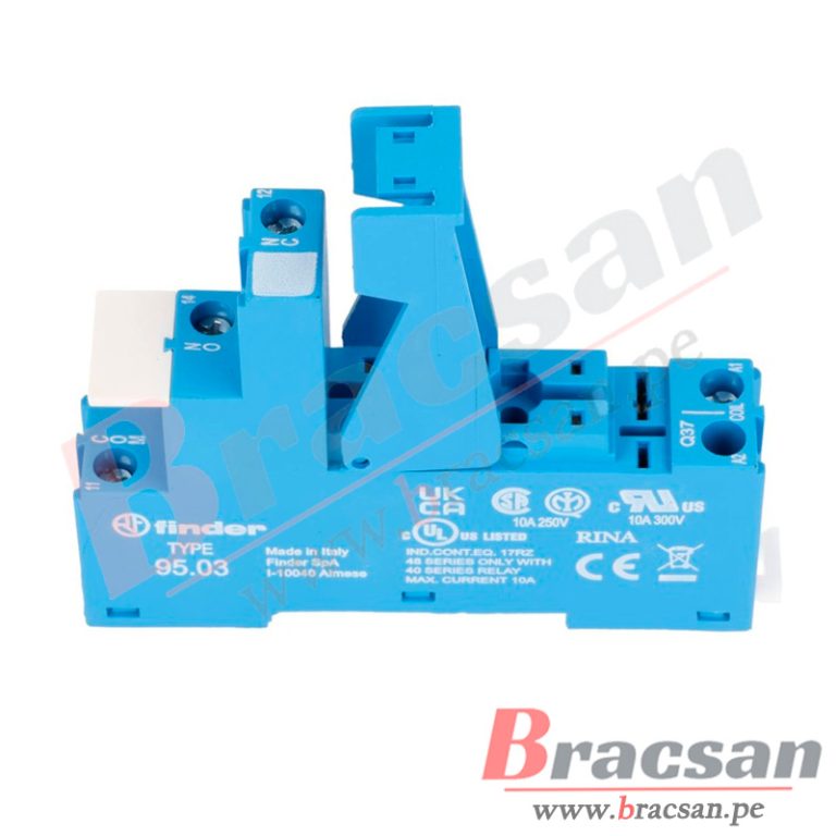 BASE PARA RELAY 10A 250VAC 5 PINES PARA RIEL DIN FINDER 95.03SPA | Bracsan