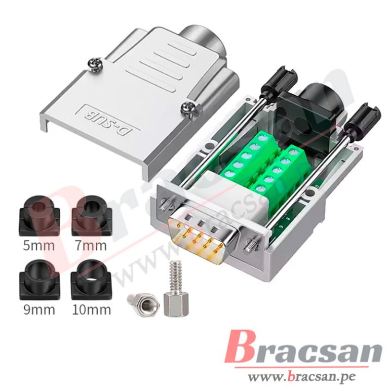 CONECTOR D-SUB SERIAL 9 PINES DB9 MACHO CON BORNERA METALICO DB9-MBOR-M ...
