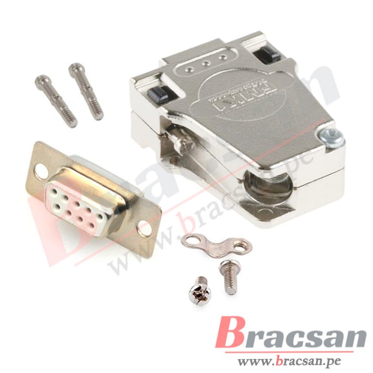 CONECTOR D-SUB SERIAL 9 PINES DB9 HEMBRA METALICO EN ANGULO 45 FMK1-DB9 ...