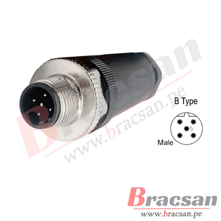 CONECTOR M12 RECTO DE 5 PINES MACHO TIPO B PROFIBUS PG7 BS CONNECTOR ...