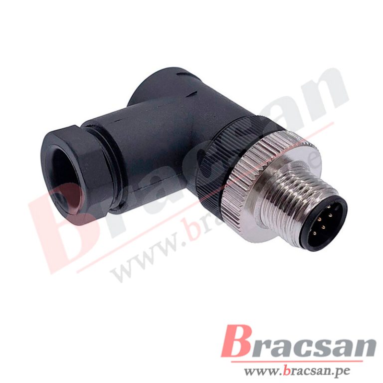 CONECTOR M12 ANGULO, ACOTADO DE 8 PINES MACHO TIPO A PG7 PARA SENSOR BS ...