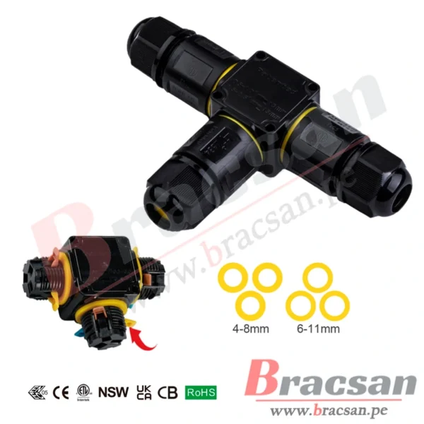 CONECTOR DE EMPALME RAPIDO IMPERMEABLE TIPO T IP68 3 PINES GREENWAYCS ...