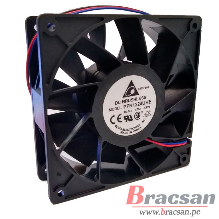 VENTILADOR AXIAL 24VDC 1.75A 3 CABLES 120X120X38MM DELTA PFR1224UHE ...